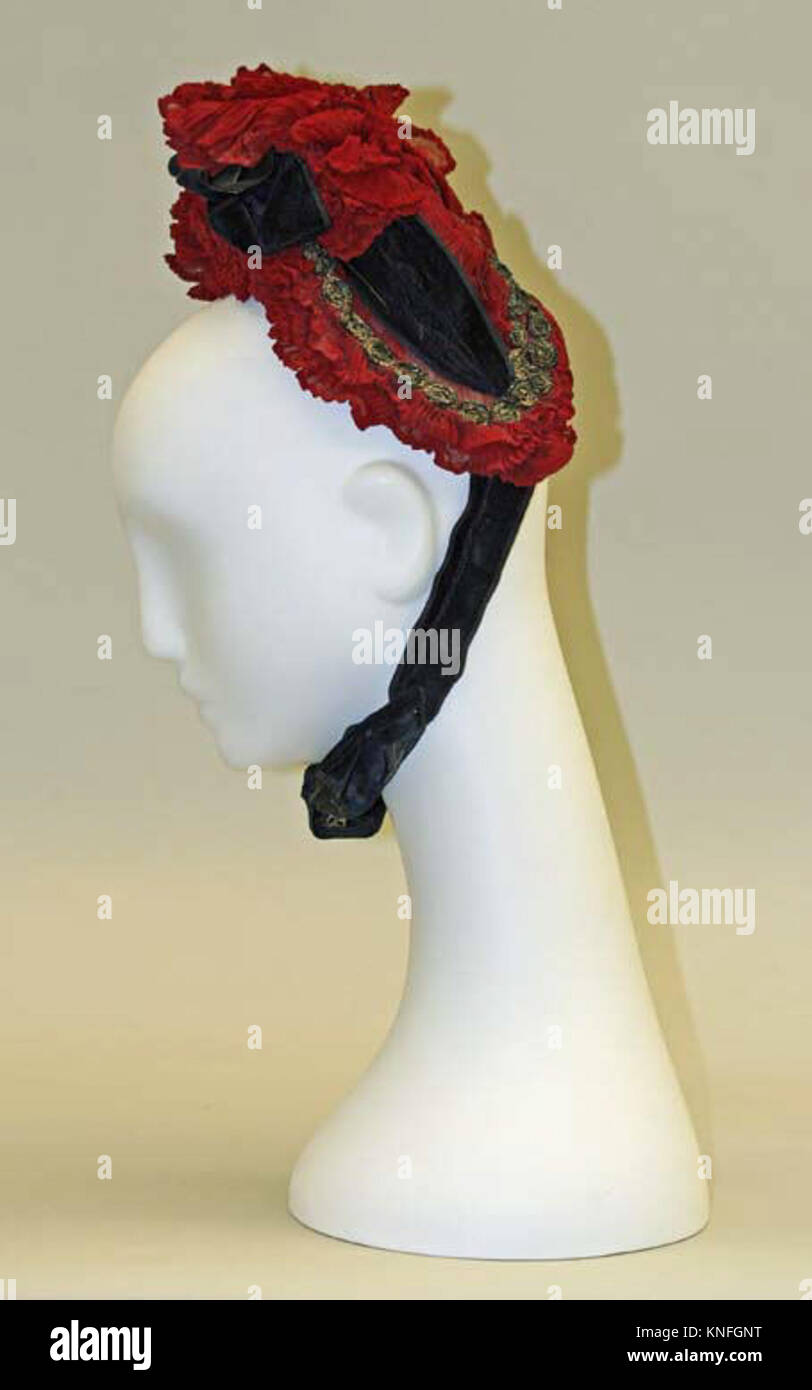 This bonnet is an example of 19th-century fashion, showcasing design ...