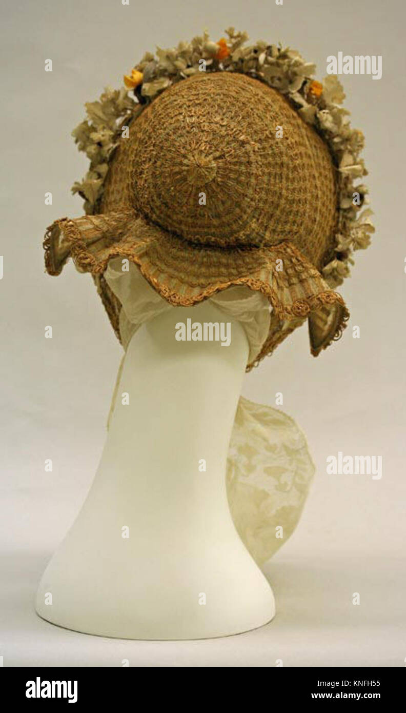 This historical bonnet represents fashion trends from the specified ...
