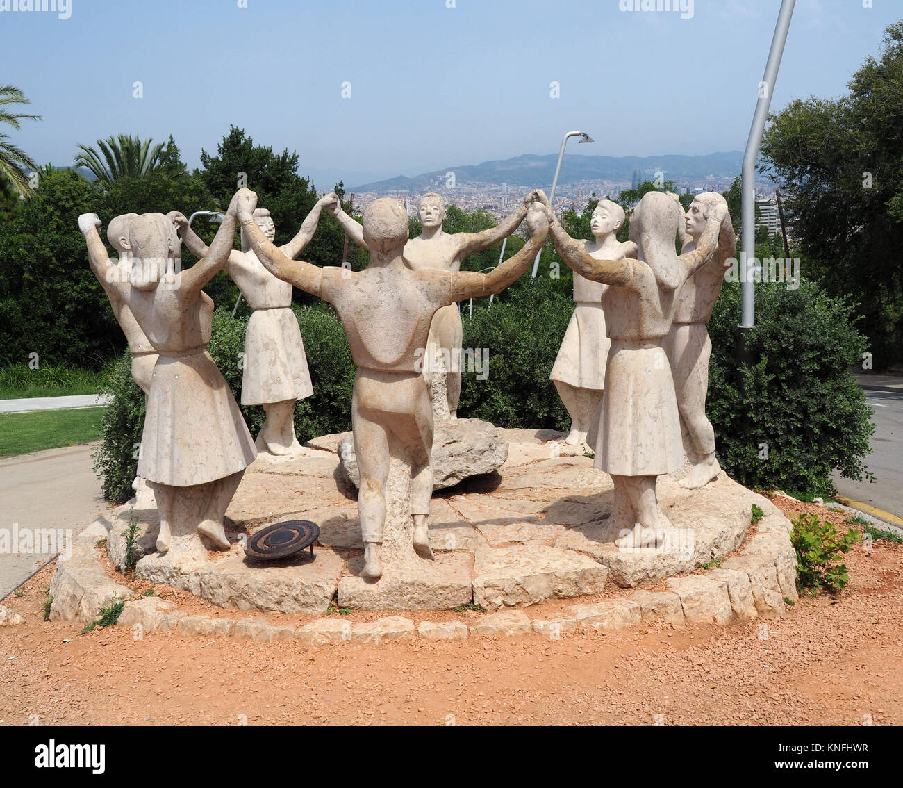 Monumento a la Sardana in Barcelona, Spain. The statue represents the ...