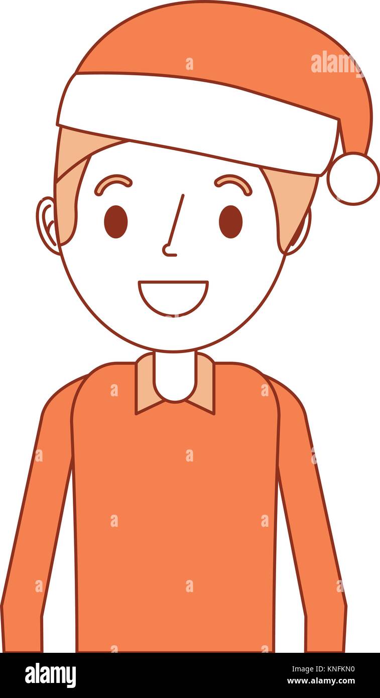 cartoon smiling man young with christmas hat Stock Vector Image & Art ...