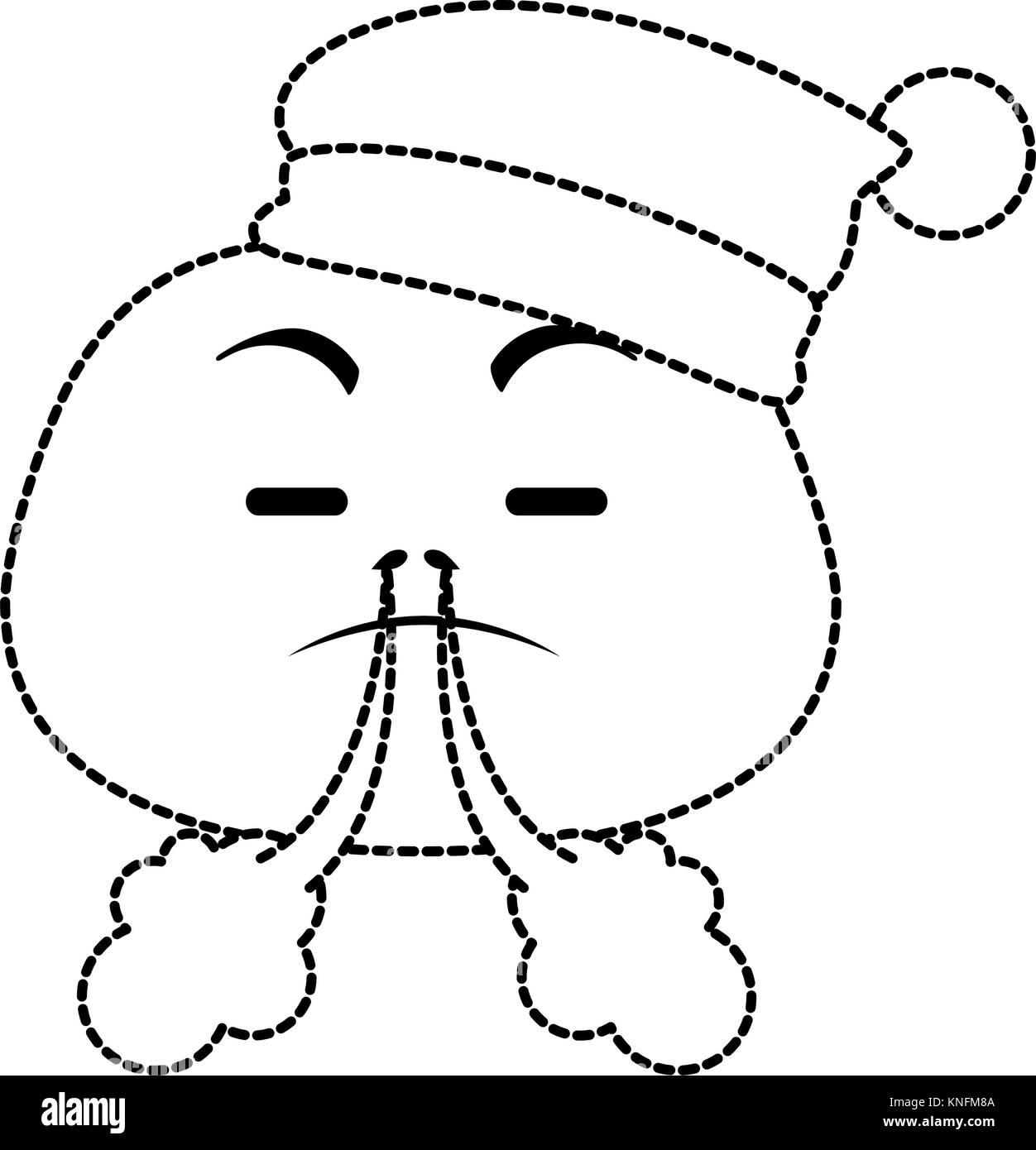 sad emoji face with sleeping hat vector illustration design Stock ...