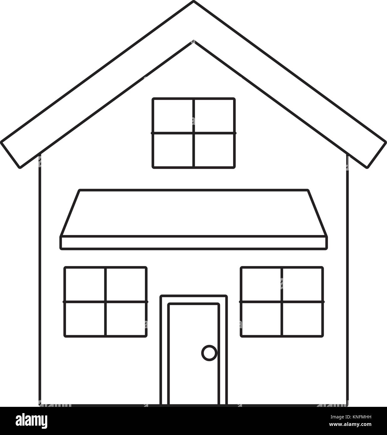 house exterior front view modern facade with doors and windows Stock ...