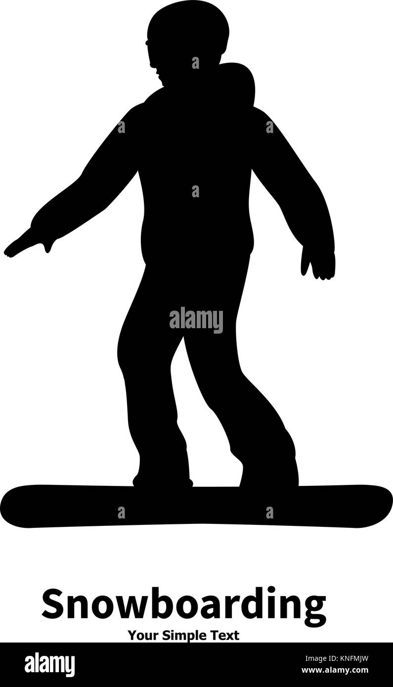 Vector illustration black silhouette snowboarder Stock Vector Image ...