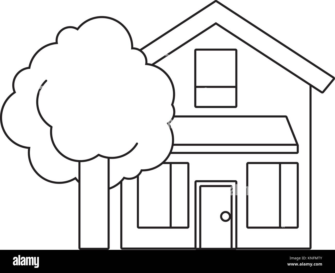 house home exterior with tree leafy natural Stock Vector Image & Art ...