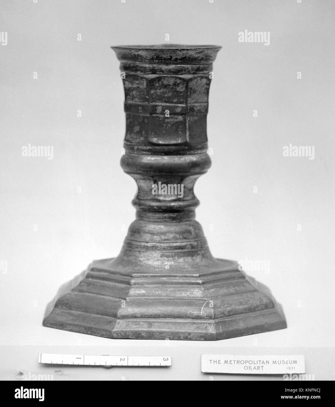 This late 17th-century French candlestick, made of brass and silvered ...