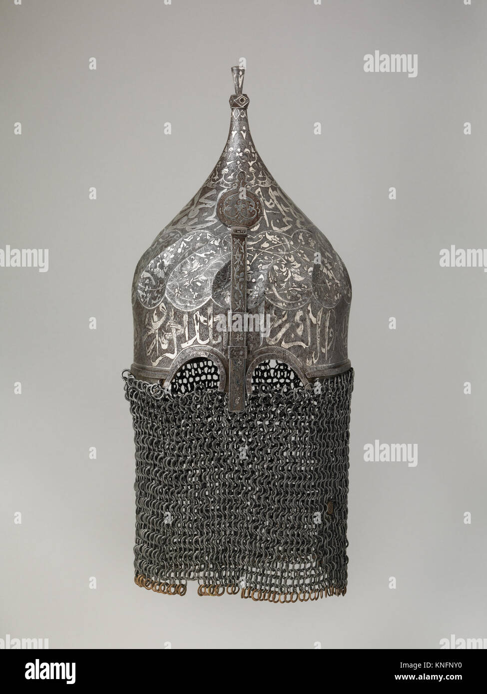 This 15th-century helmet with an aventail, part of medieval armor ...