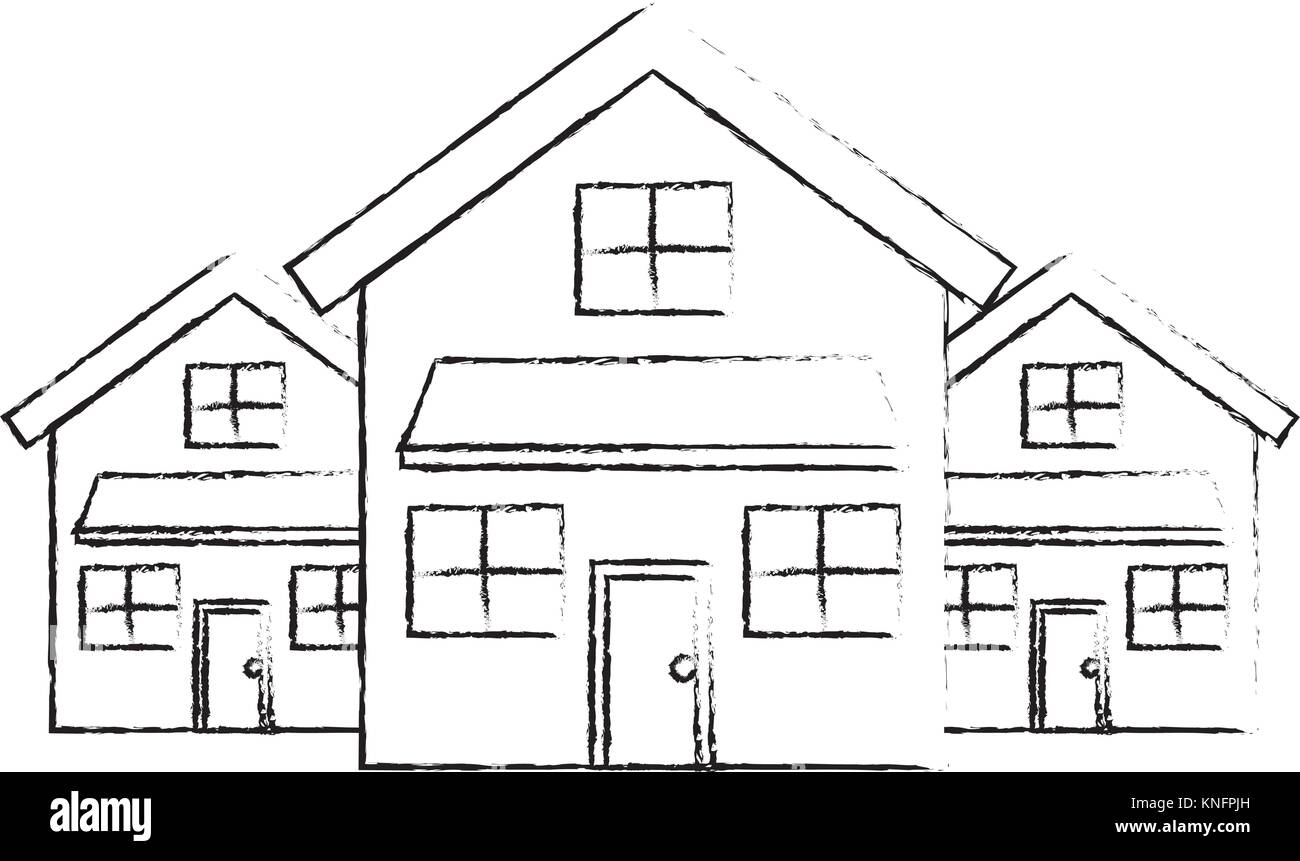 three modern houses residence two storey neighborhood Stock Vector ...