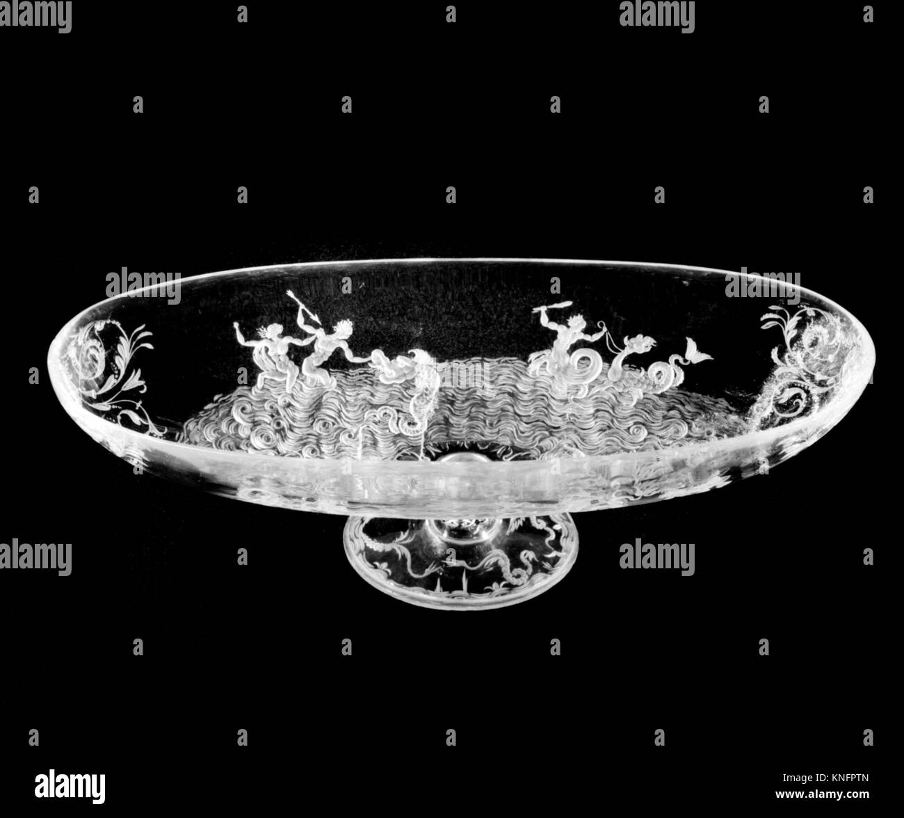 This rock crystal carving, titled 'Battling Marine Deities,' was ...