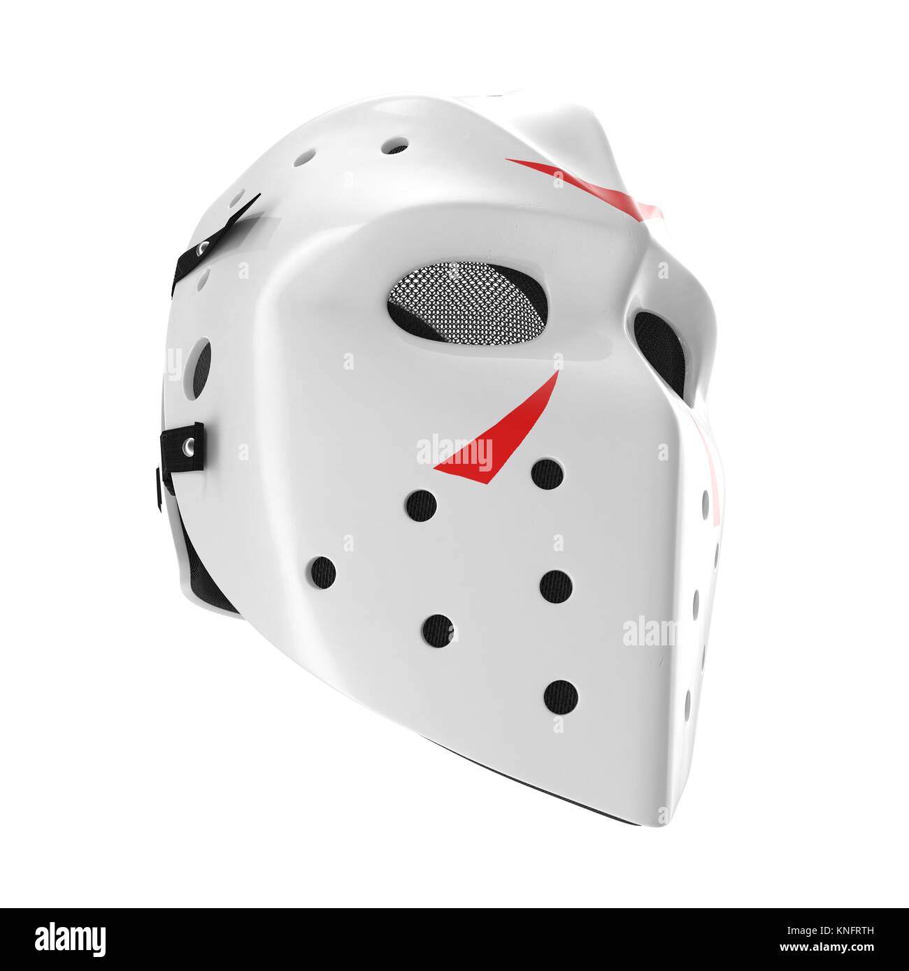 Scary hockey Halloween mask on white. 3D illustration Stock Photo - Alamy