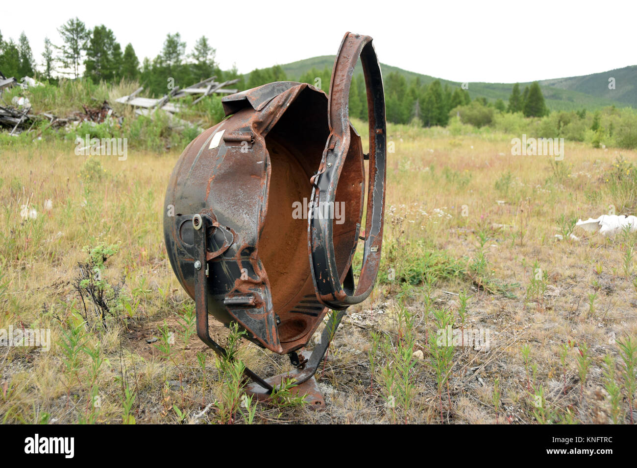 Remains of the Butugychag gulag camp in the Kolyma mountains, north ...