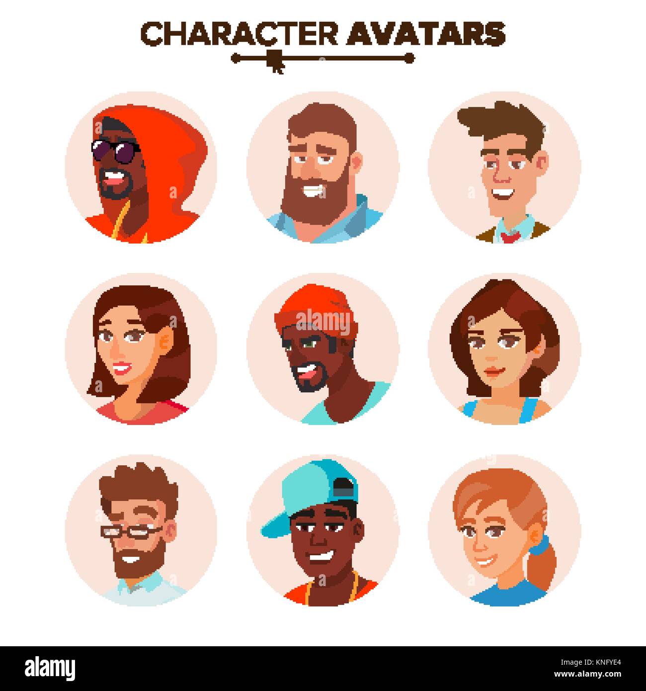 People Characters Avatars Set Vector. Cartoon Flat Isolated ...