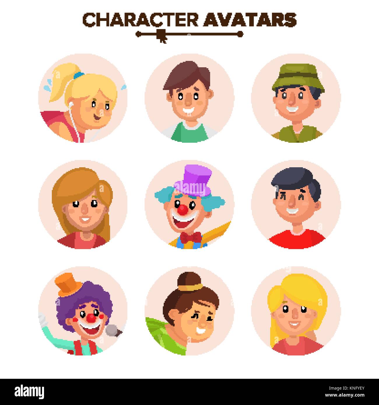 People Characters Avatars Set Vector. Color Placeholder. Cartoon Flat ...