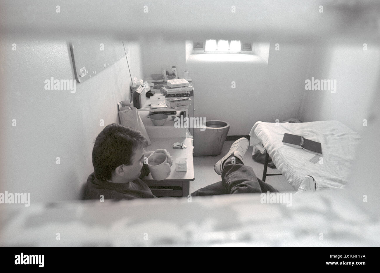 Prisoner in his cell, HMP Winchester, Winchester, Hampshire, United ...