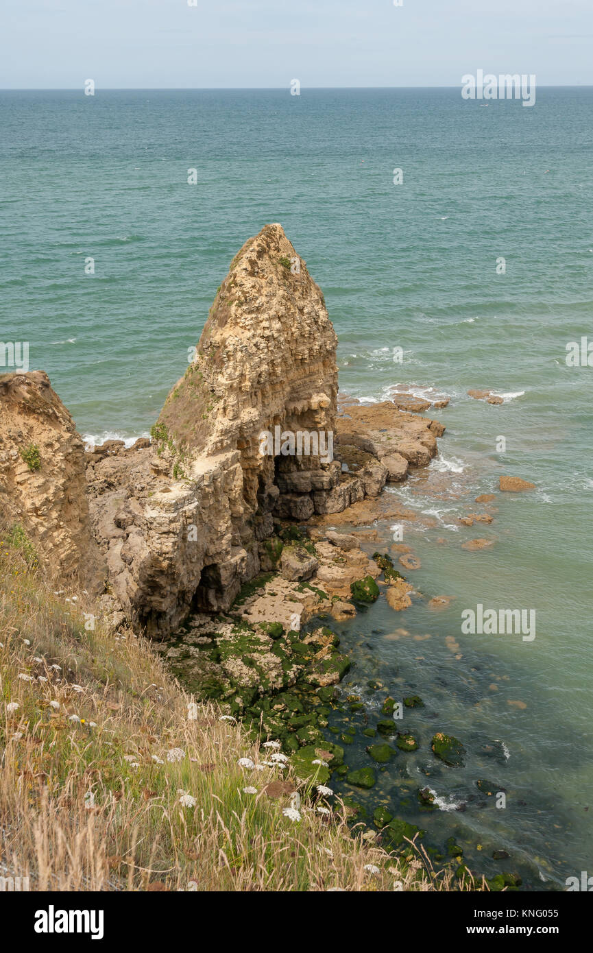 La Pointe Du Hoc rocks, Normandy France in summer Stock Photo - Alamy