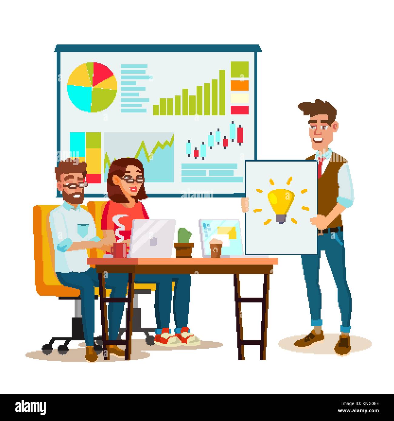 Group businessmen standing around table Stock Vector Images - Alamy