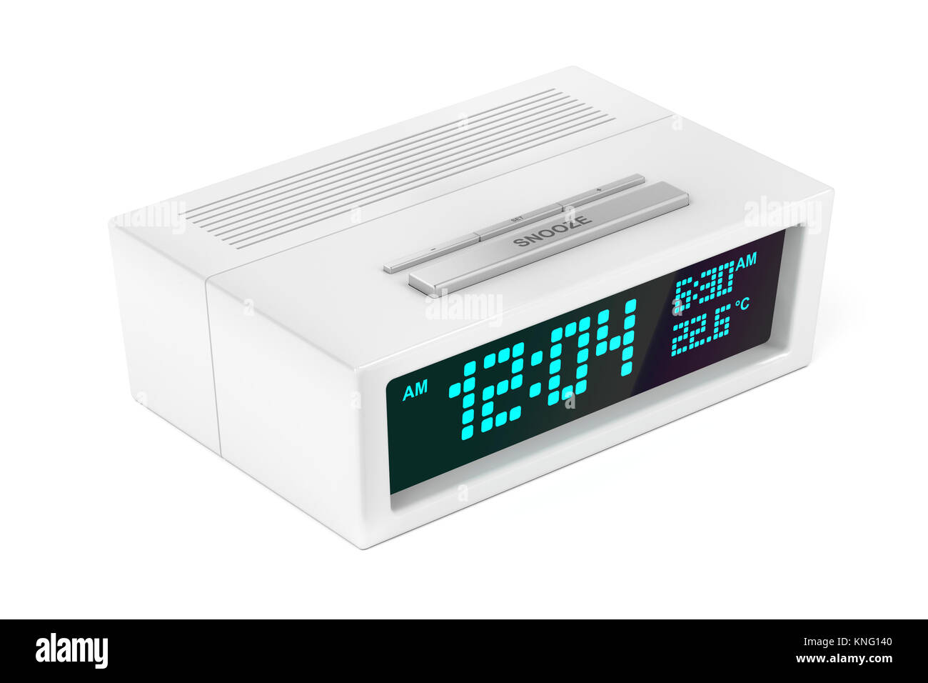Digital alarm clock on white background Stock Photo - Alamy