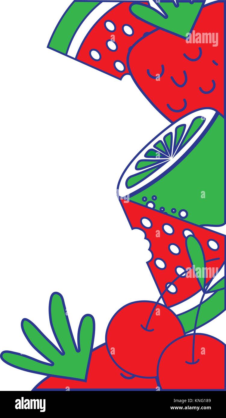 line color delicious fresh fruits background design Stock Vector Image ...