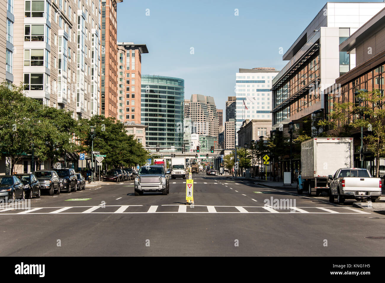 Boston MA USA skyline in summer day, panoramic view on buildings in ...