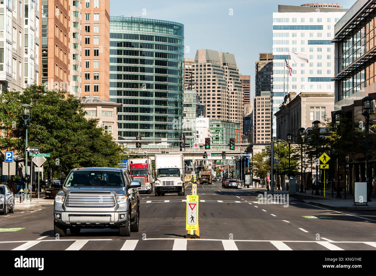 Boston MA USA skyline in summer day, panoramic view on buildings in ...