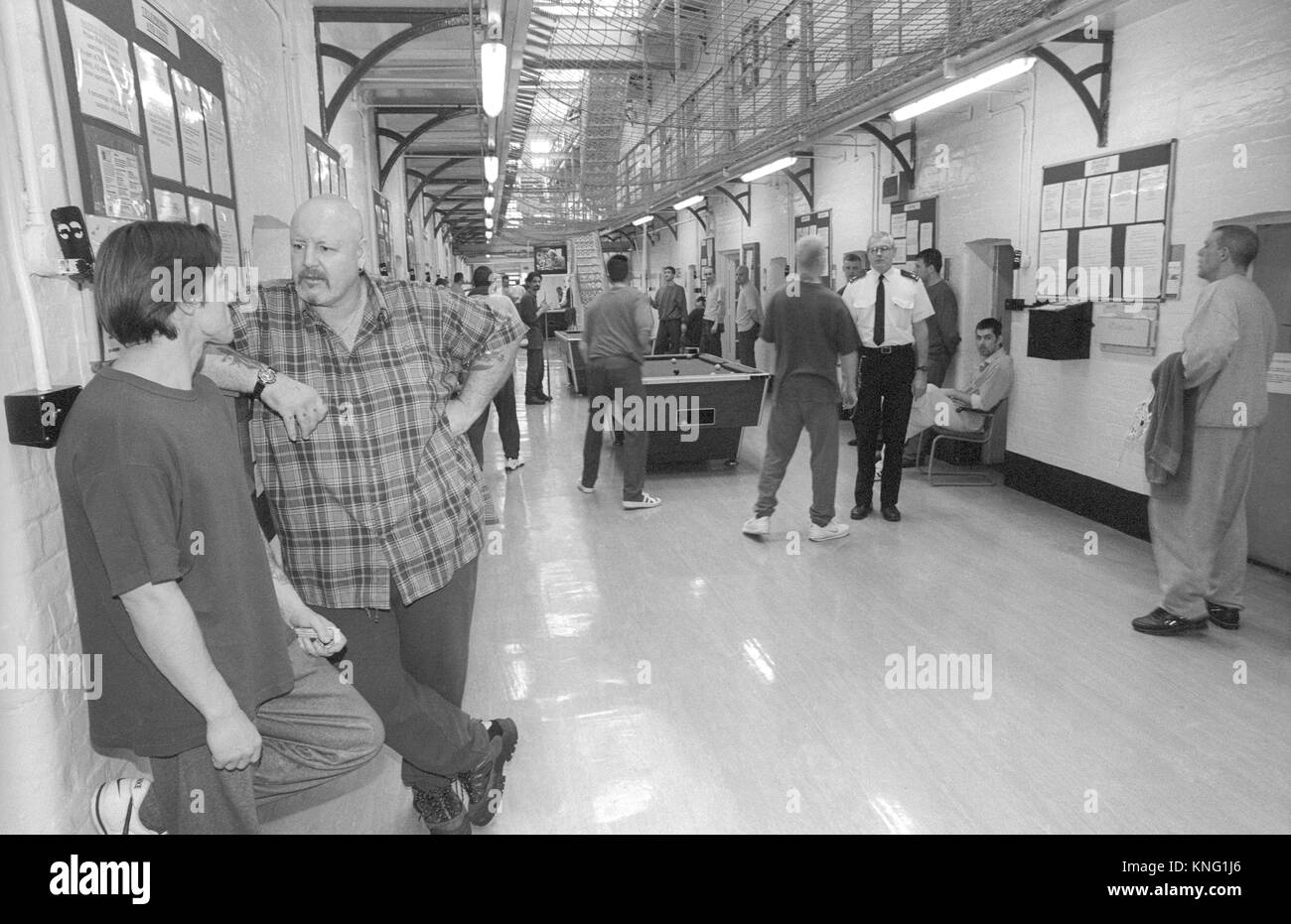 General view of prison wing during inmate association, HMP Winchester ...
