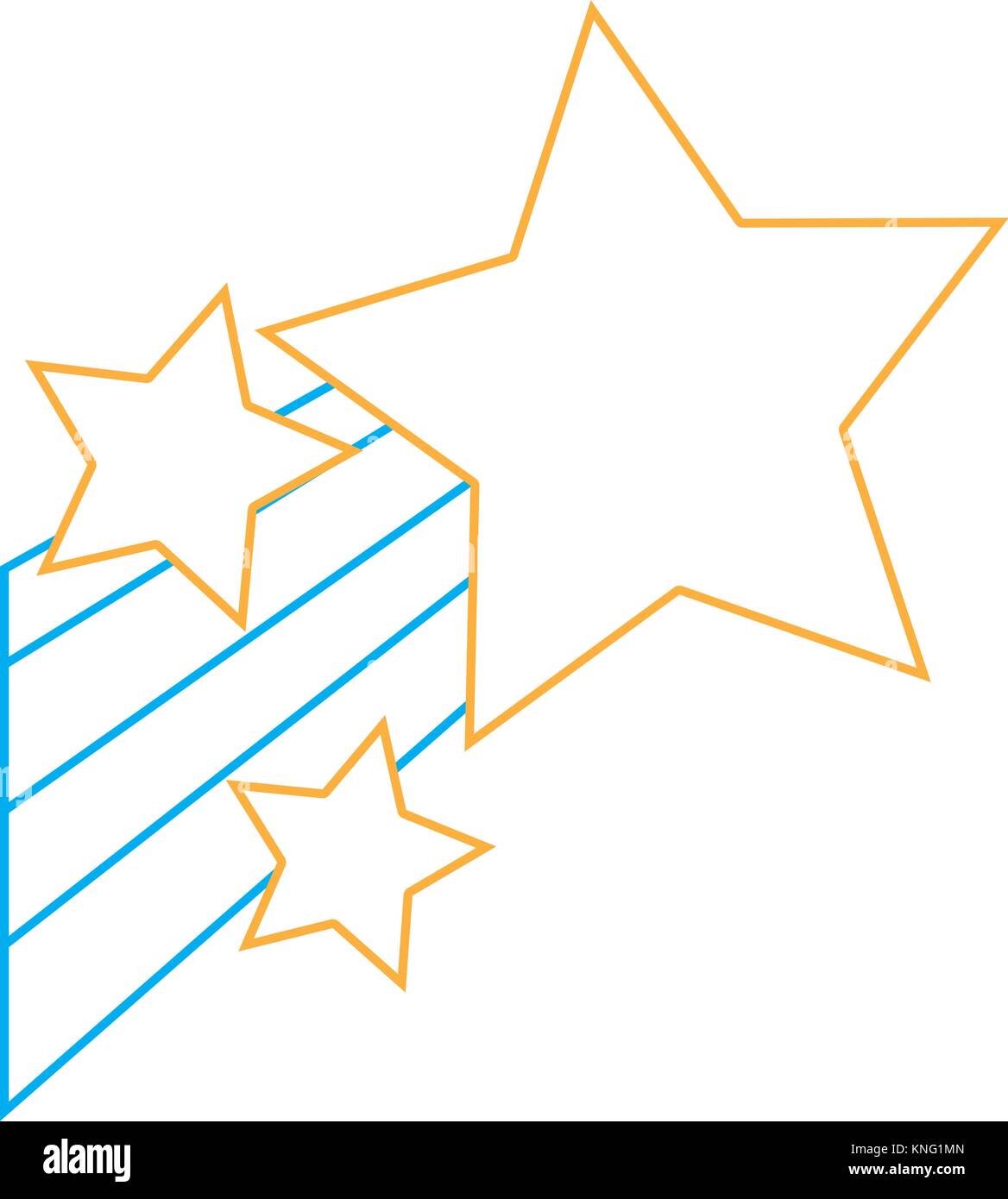 color line sparkly stars in the sky with rainbow design Stock Vector ...
