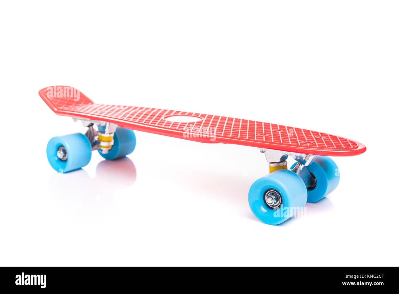 Red plastic skateboard isolated on white background Stock Photo - Alamy
