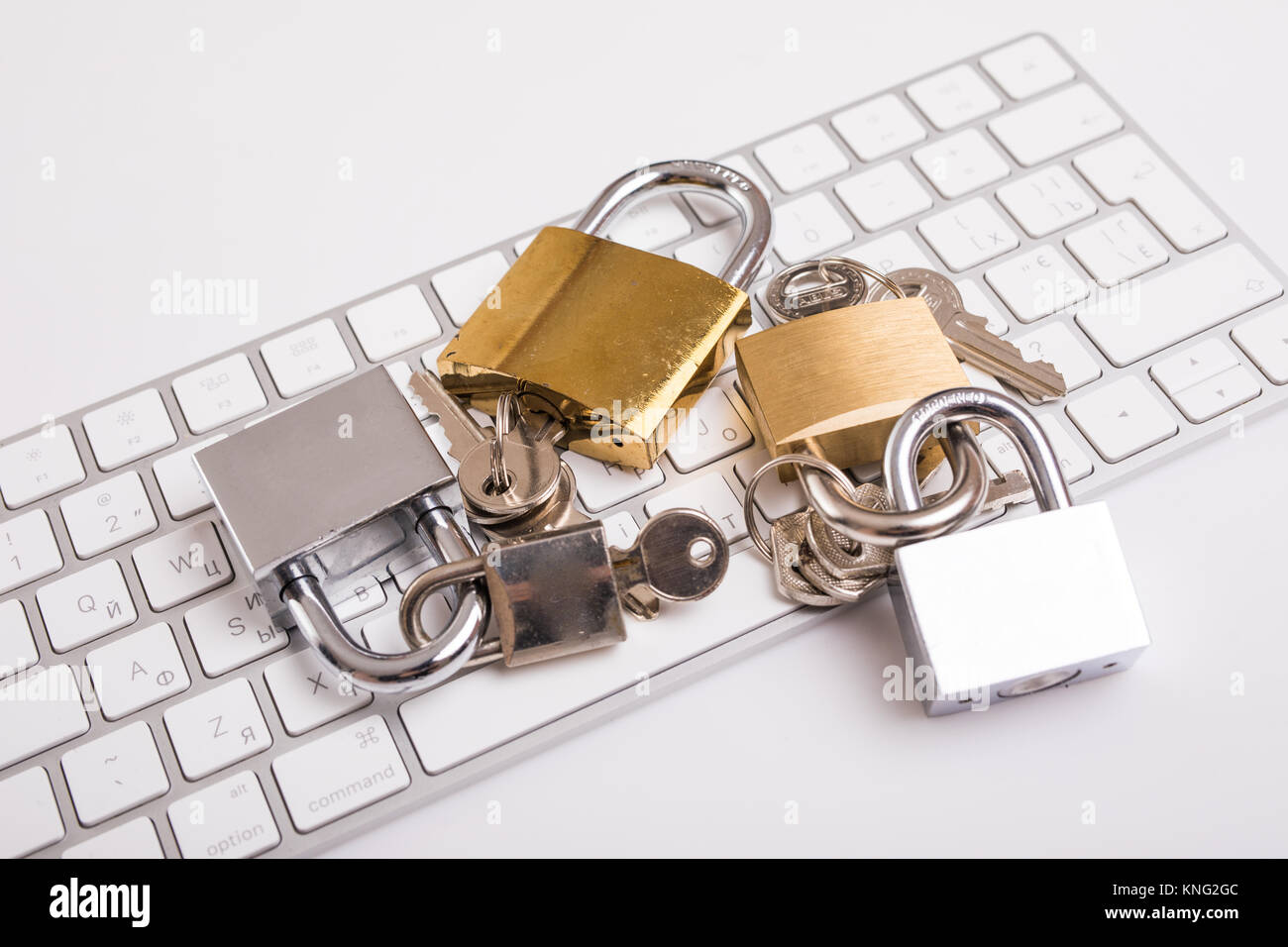 Laptop locked on white hi-res stock photography and images - Alamy