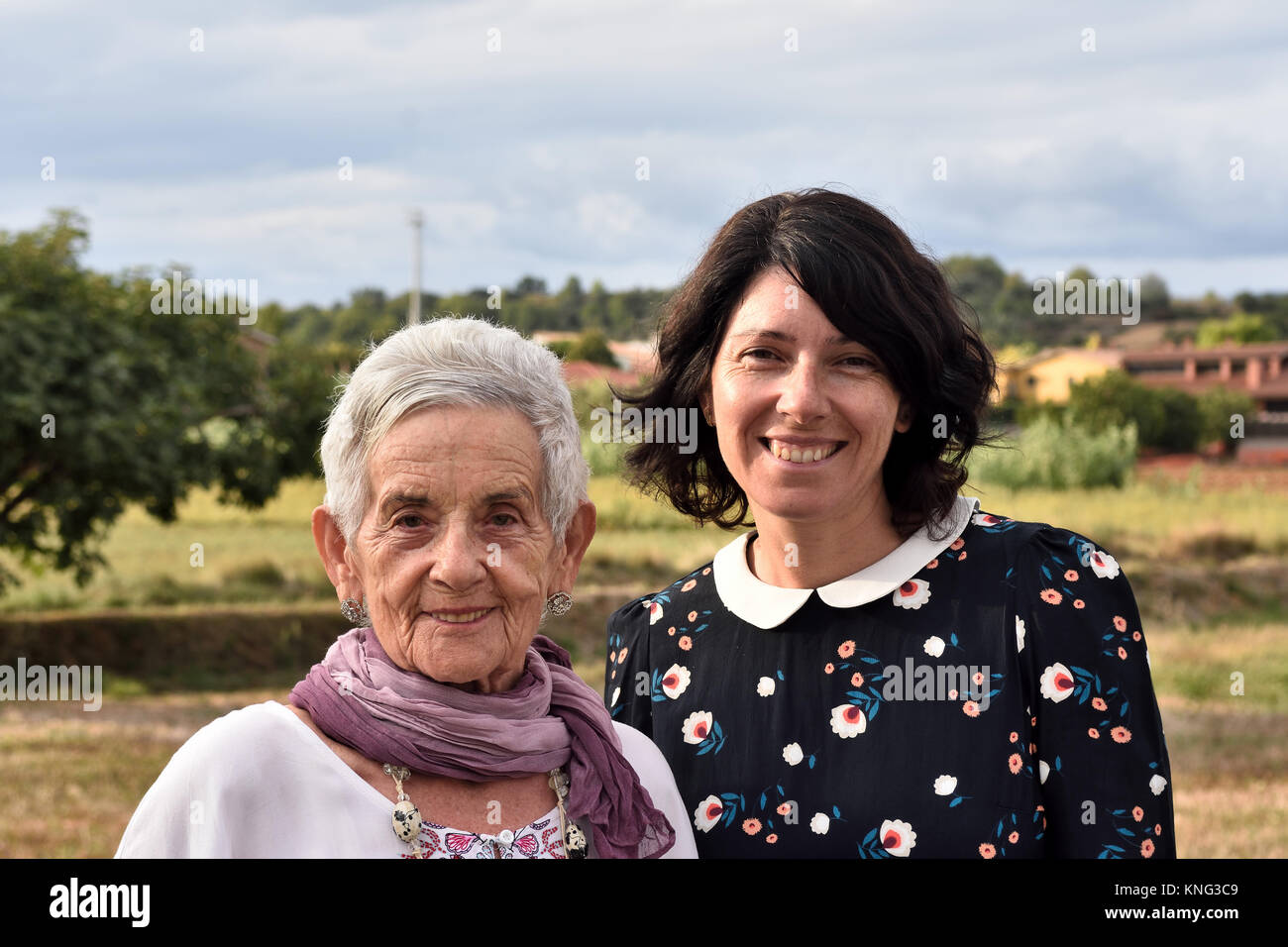 portrait of two women outdoors Stock Photo - Alamy