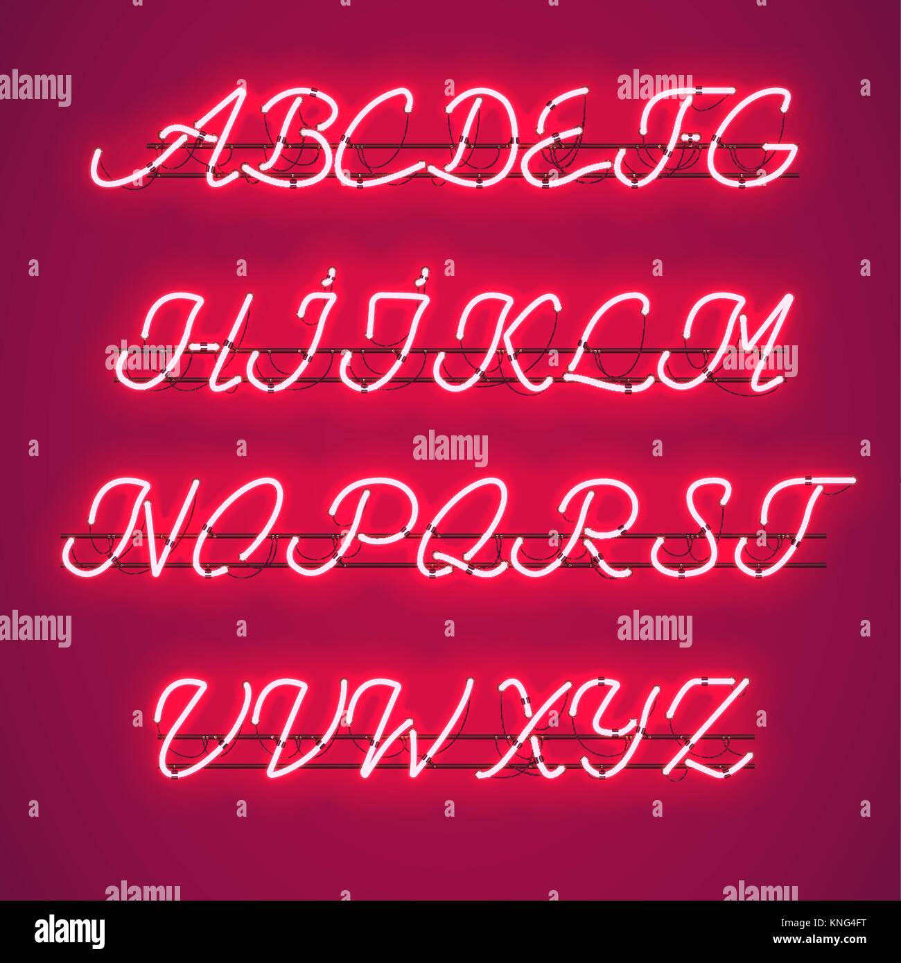 Glowing Red Neon Uppercase Script Font Stock Vector Image & Art - Alamy