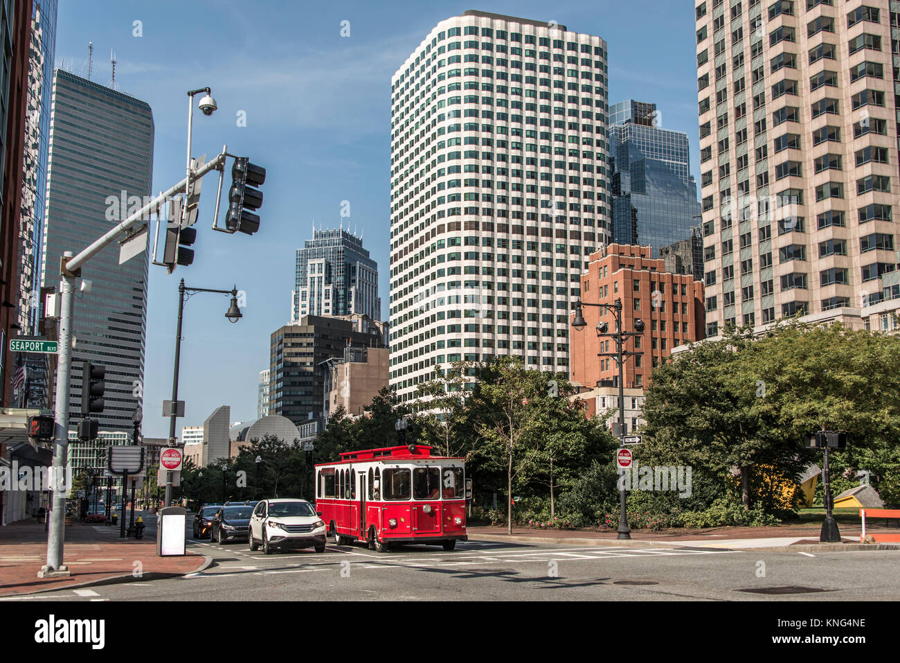 Boston MA USA skyline in summer day, panoramic view on buildings in ...
