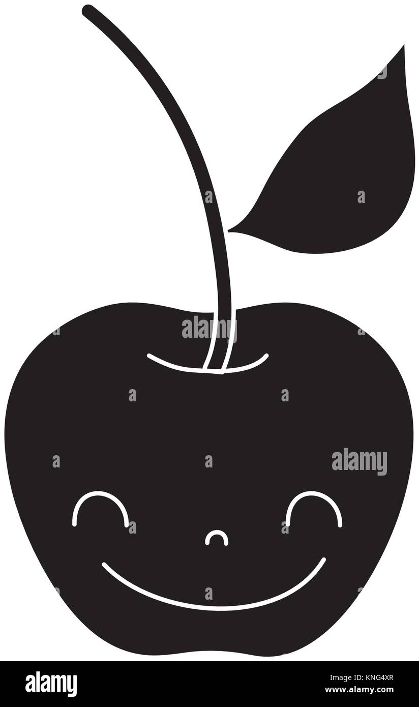 contour cute apple kawaii happy fruit Stock Vector Image & Art - Alamy