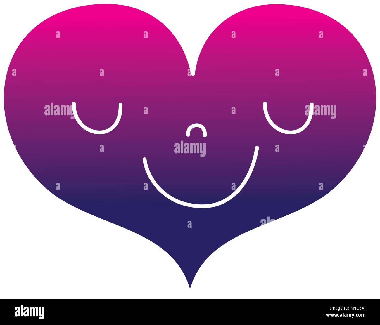 color silhouette cute happy heart kawaii with facial expression Stock ...