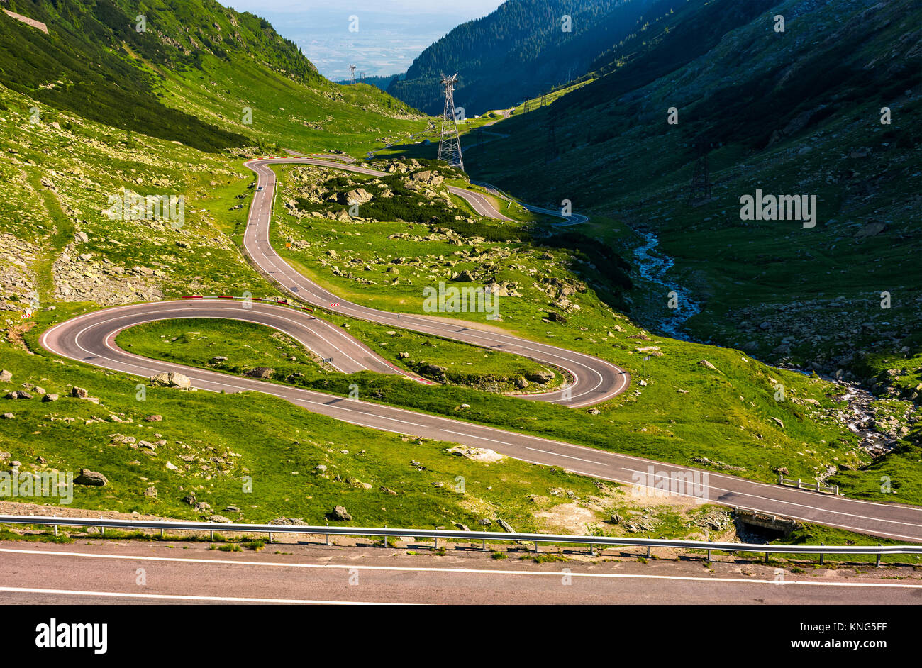 Transfagarasan road in Romanian mountains. winding serpentine among the ...