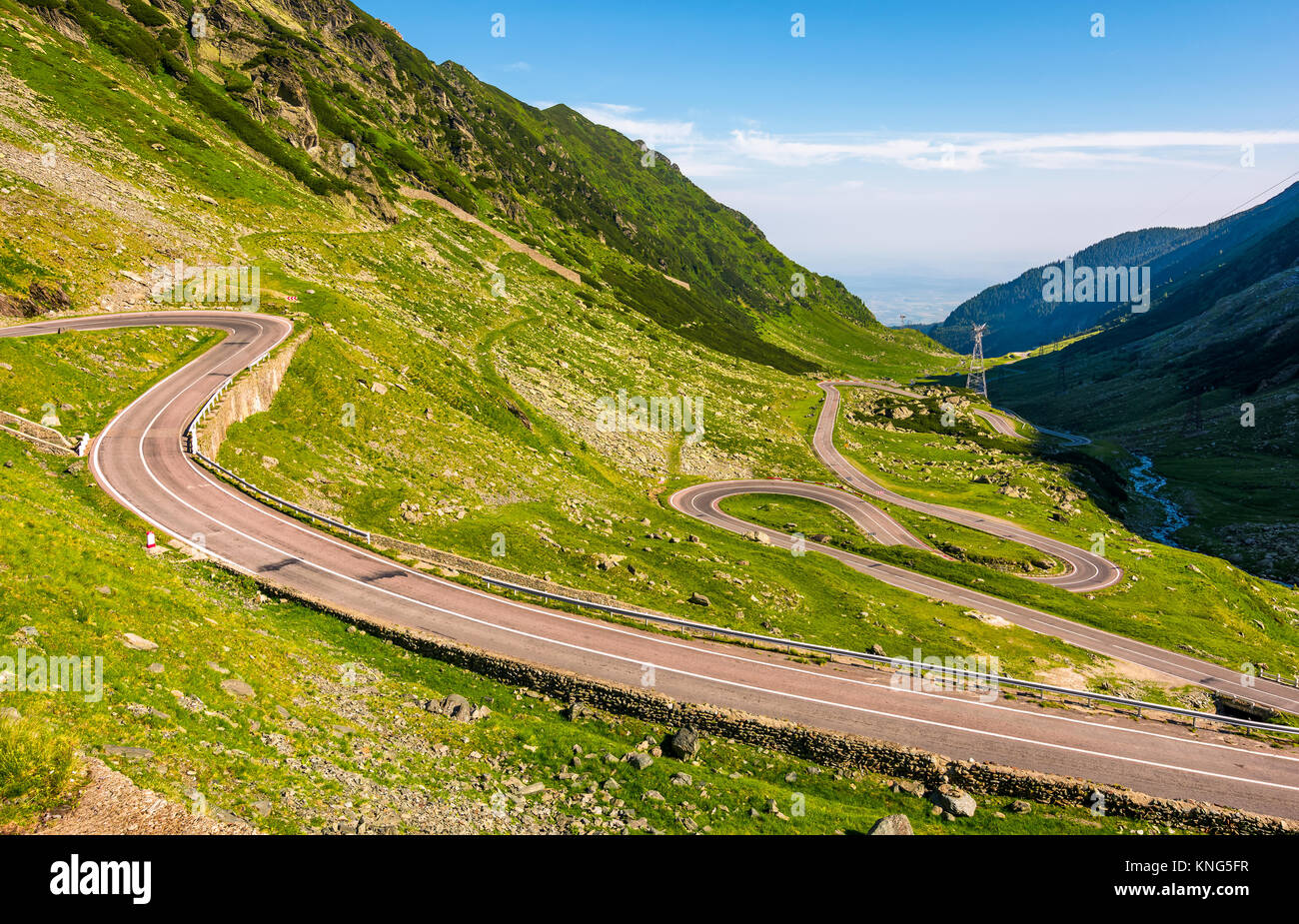 Transfagarasan road in Romanian mountains. winding serpentine among the ...