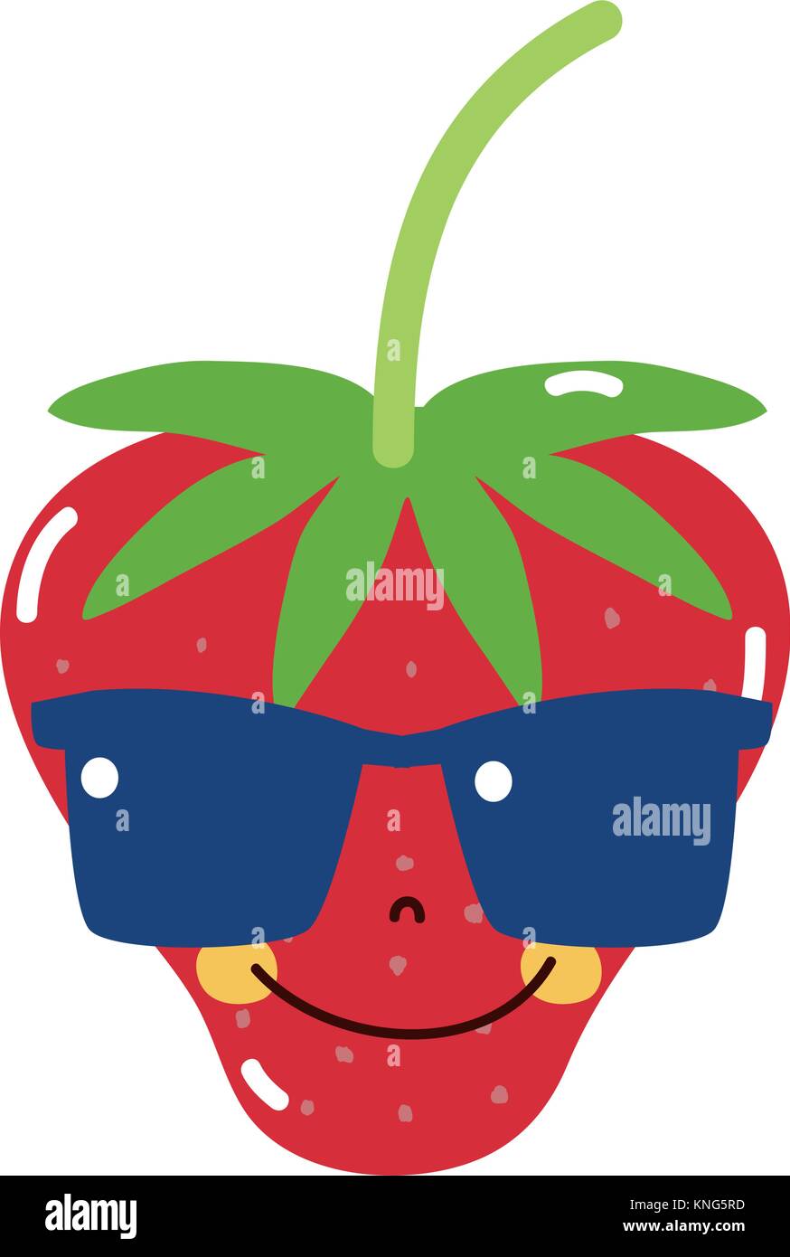 colorful happy starwberry fruit with sunglasses kawaii Stock Vector ...
