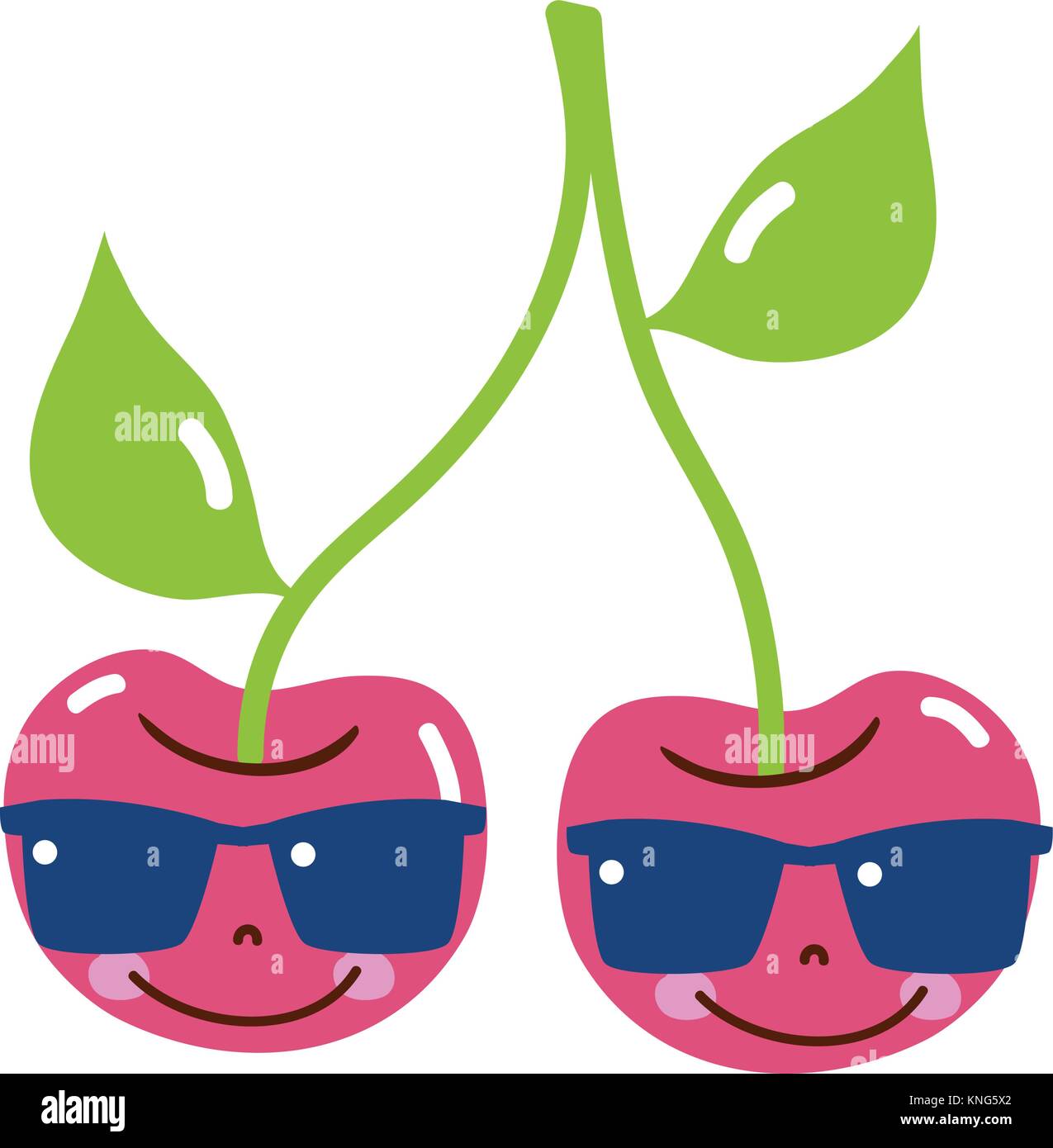 colorful happy cherrys fruit with sunglasses kawaii Stock Vector Image ...