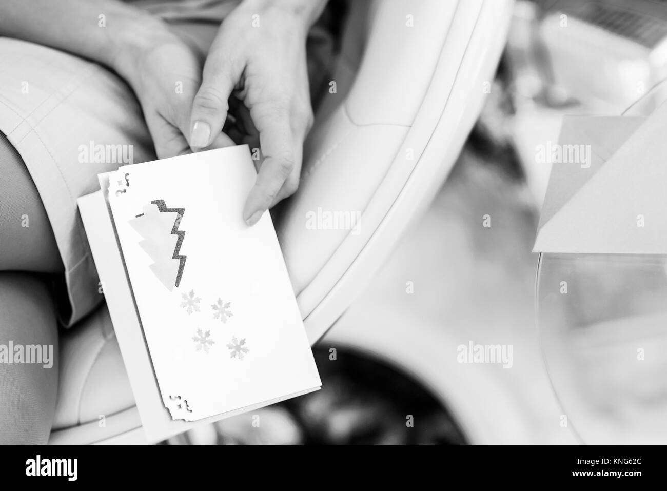 Postcard congratulation happy new Black and White Stock Photos & Images ...