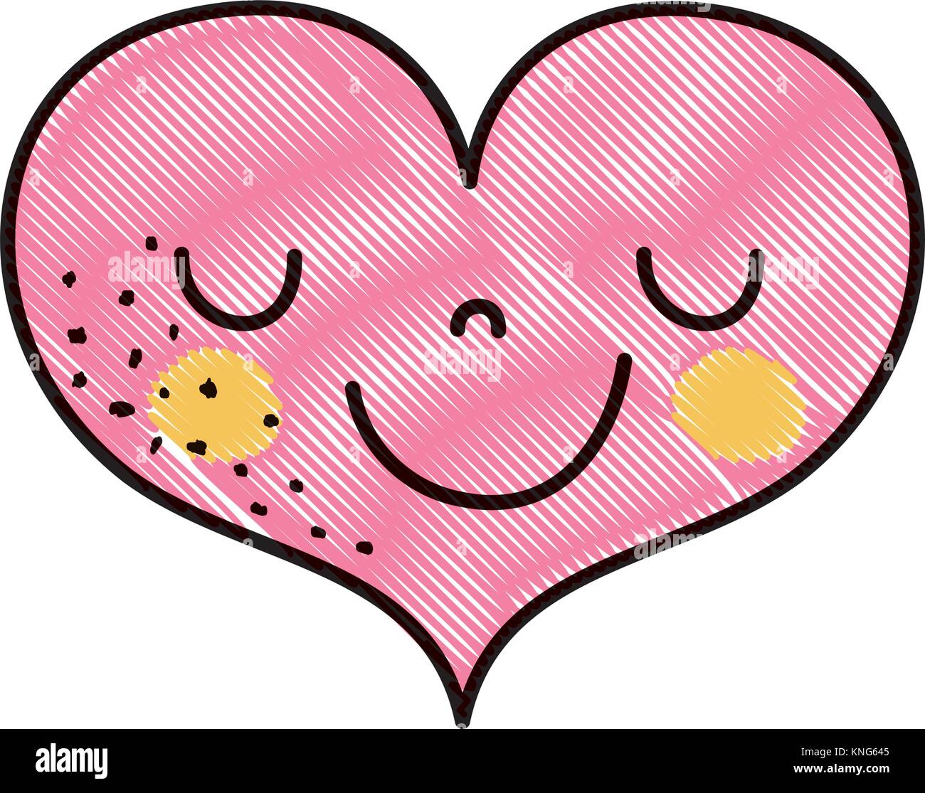 grated cute happy heart kawaii with facial expression Stock Vector ...