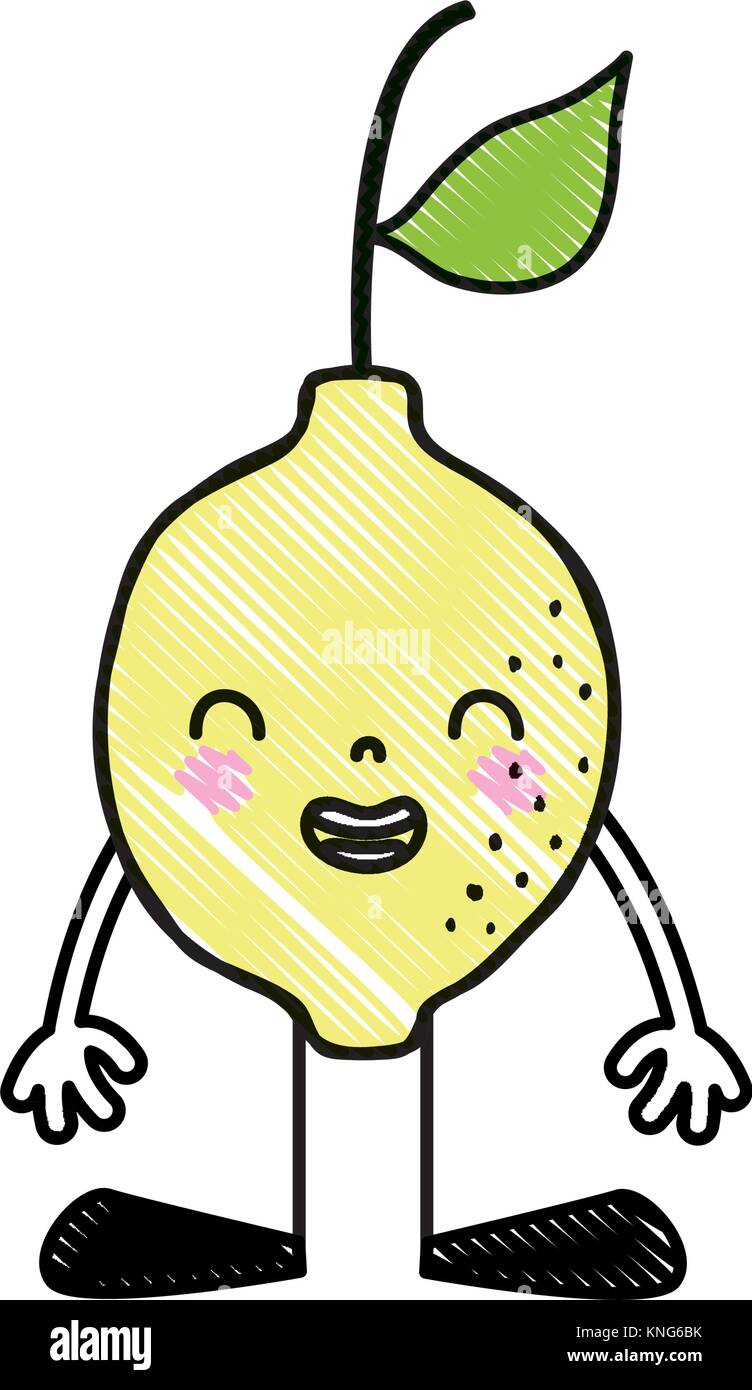 grated kawaii lemon smile fruit with arms and legs Stock Vector Image ...
