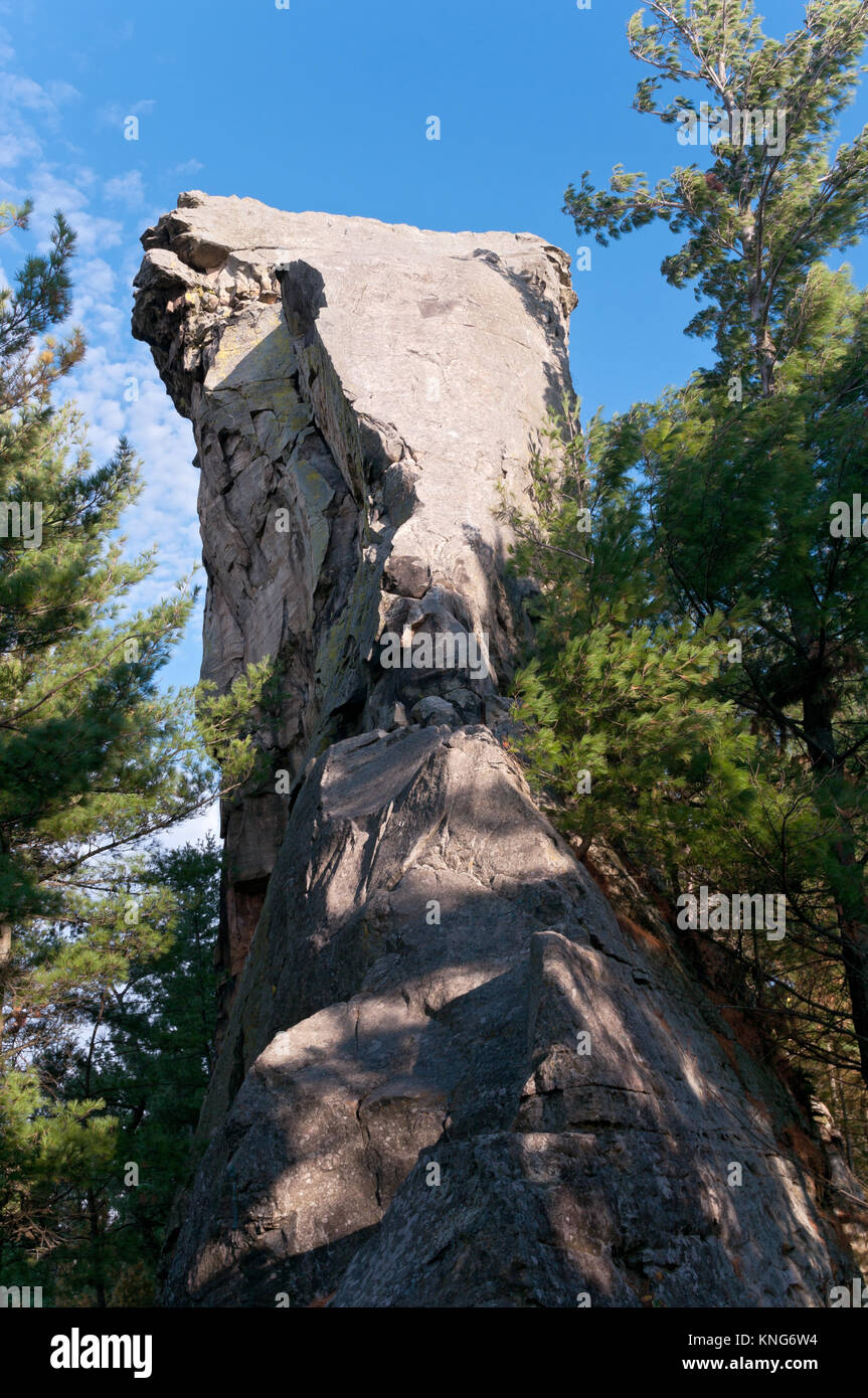 petenwell bluff rock spire and evergreen trees in juneau county necedah ...