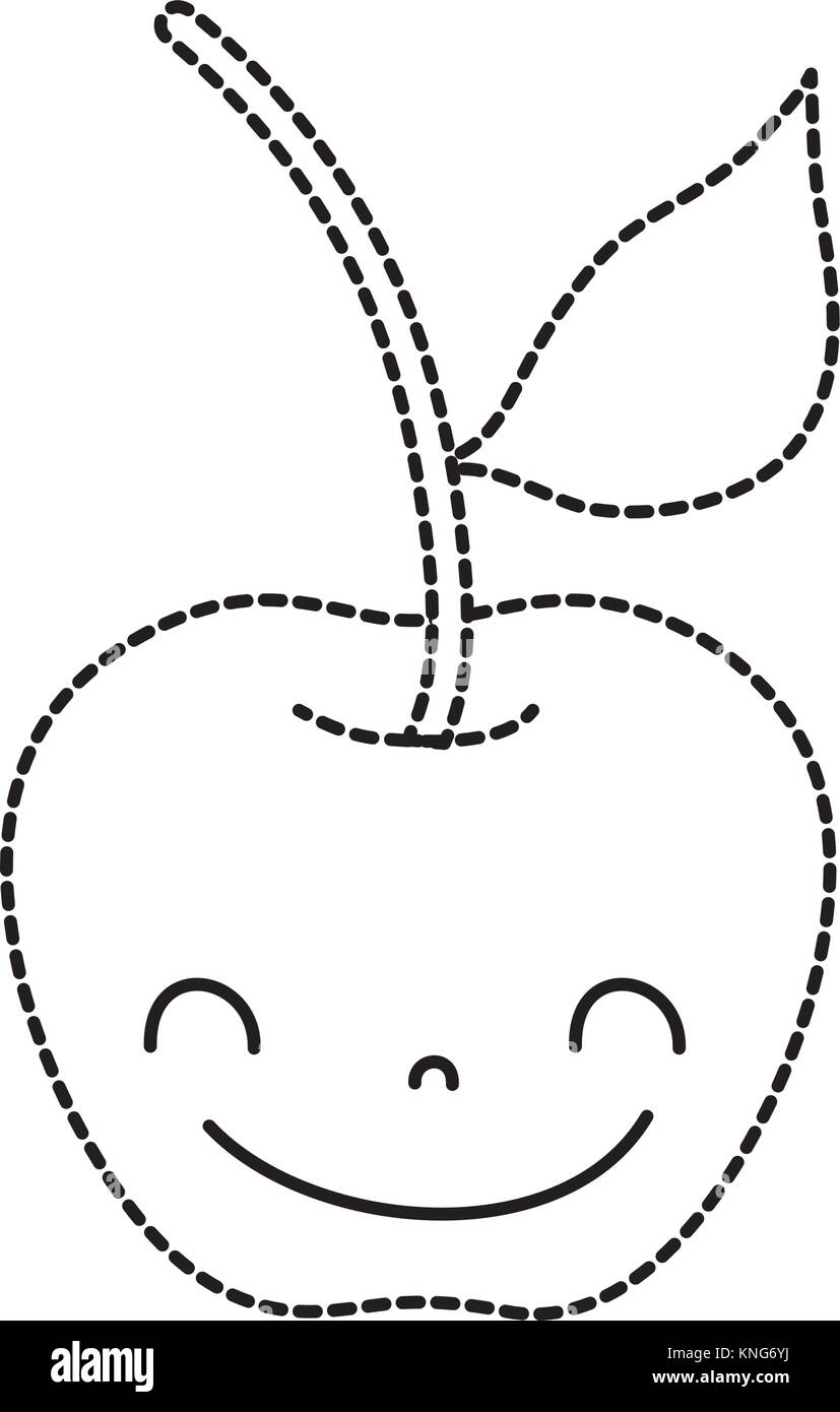 dotted shape cute apple kawaii happy fruit Stock Vector Image & Art - Alamy