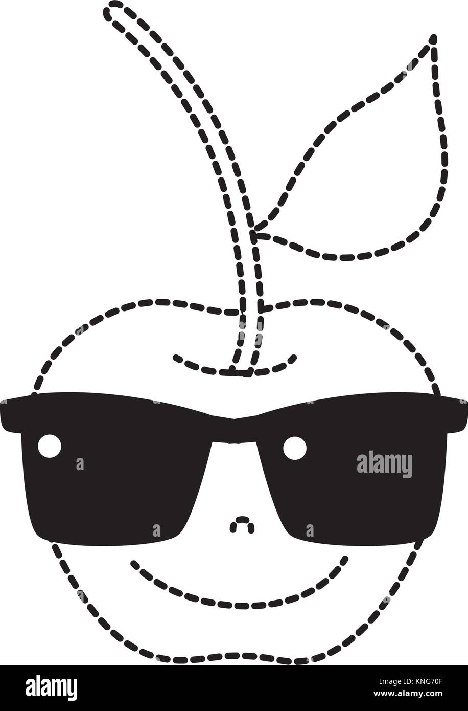 dotted shape happy apple fruit with sunglasses kawaii Stock Vector ...