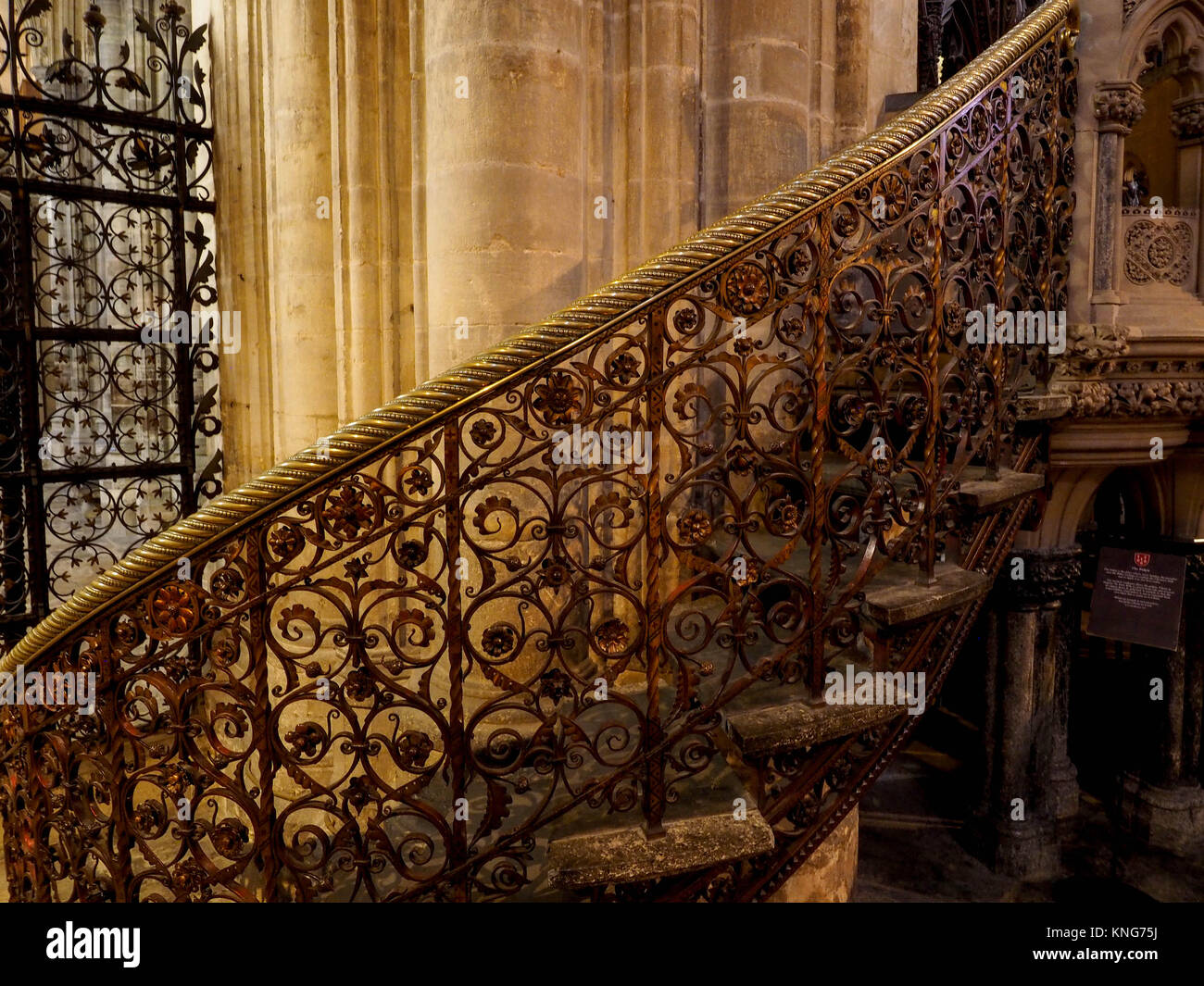 DETAIL OF THREE KEYS SET INTO DELICATE AND ORNATE METAL WORK OF ELY ...