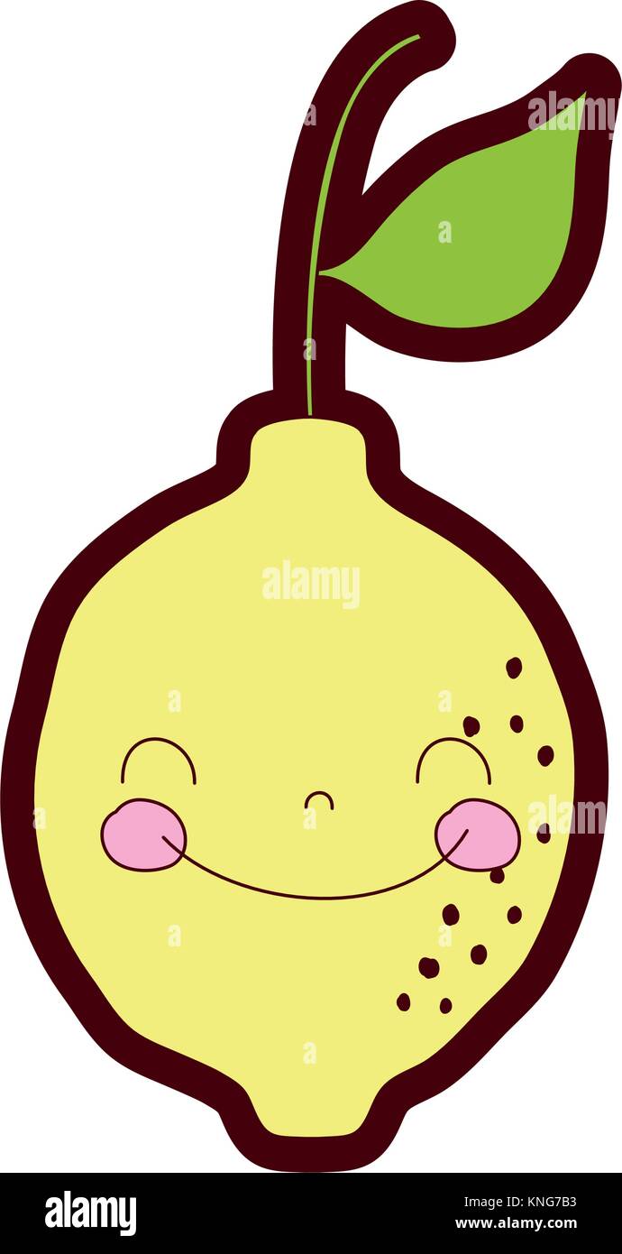 line color cute lemon kawaii happy fruit Stock Vector Image & Art - Alamy