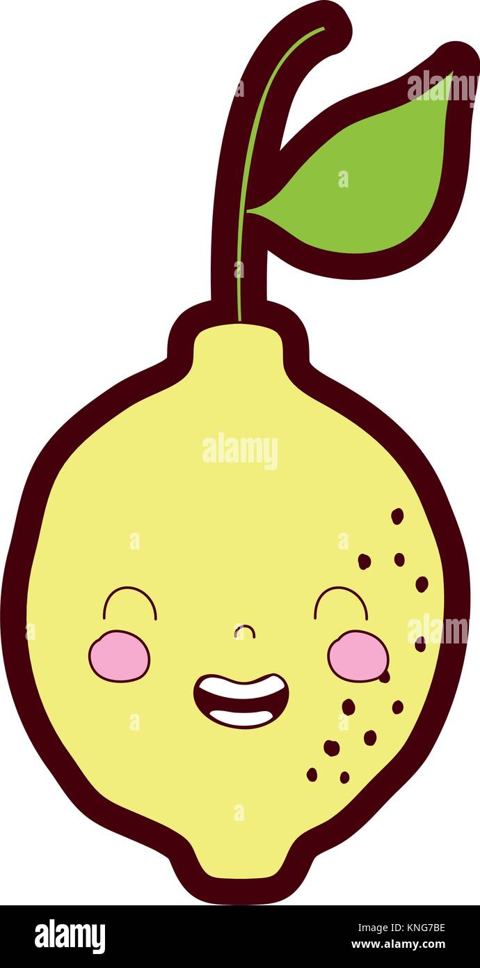 line color cute lemon kawaii smile fruit Stock Vector Image & Art - Alamy