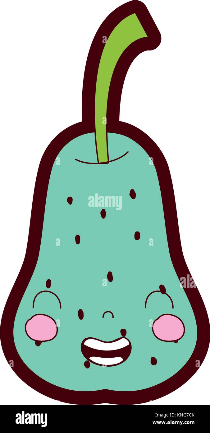 line color cute pear kawaii smile fruit Stock Vector Image & Art - Alamy