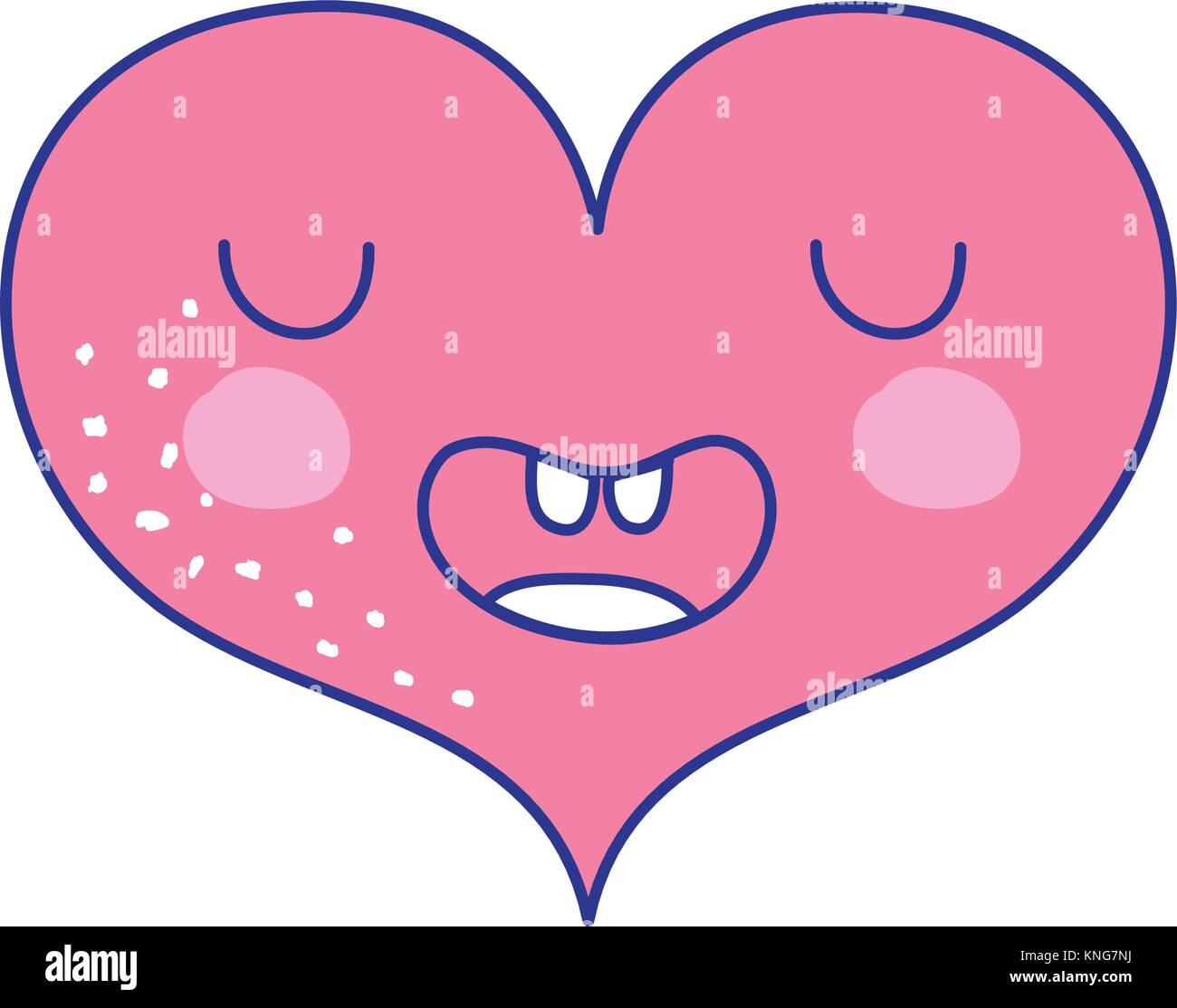 full color funny heart kawaii with facial expression Stock Vector Image ...