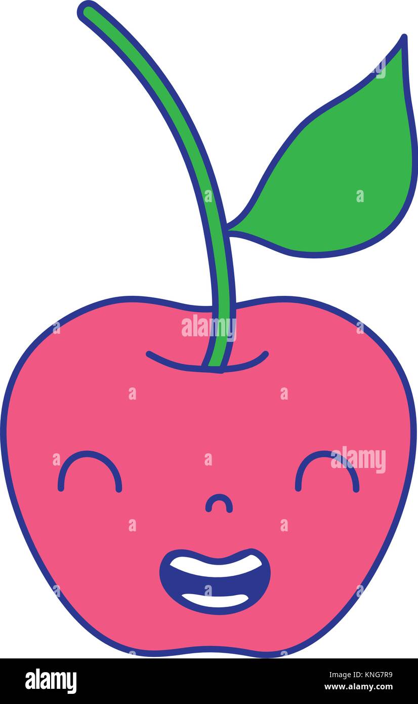 full color cute apple kawaii smile fruit Stock Vector Image & Art - Alamy