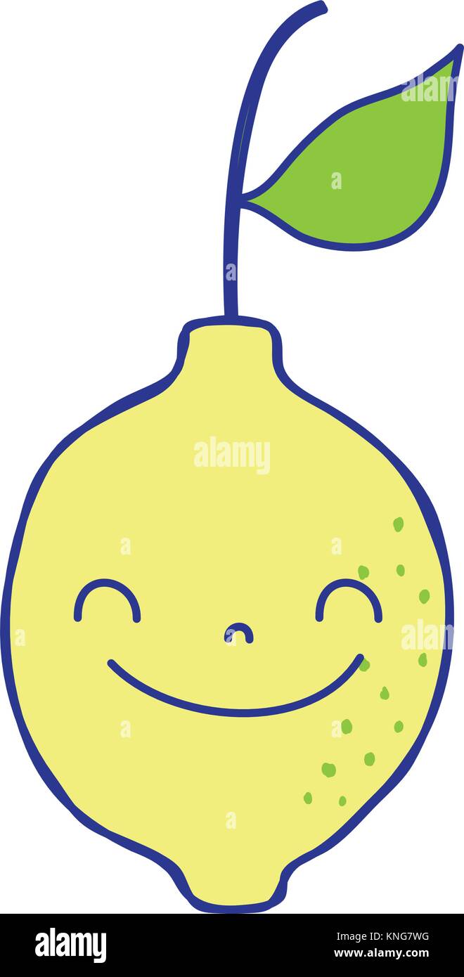 full color cute lemon kawaii happy fruit Stock Vector Image & Art - Alamy