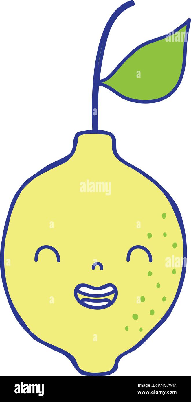 full color cute lemon kawaii smile fruit Stock Vector Image & Art - Alamy